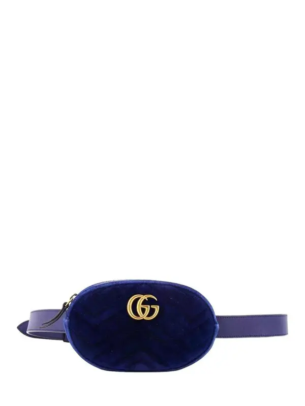 Gucci Gg Marmont Matelasse Velvet Belt Bag - Blue