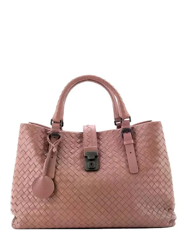 Bottega Veneta Roma Bag Intrecciato Nappa Medium Tote - Pink