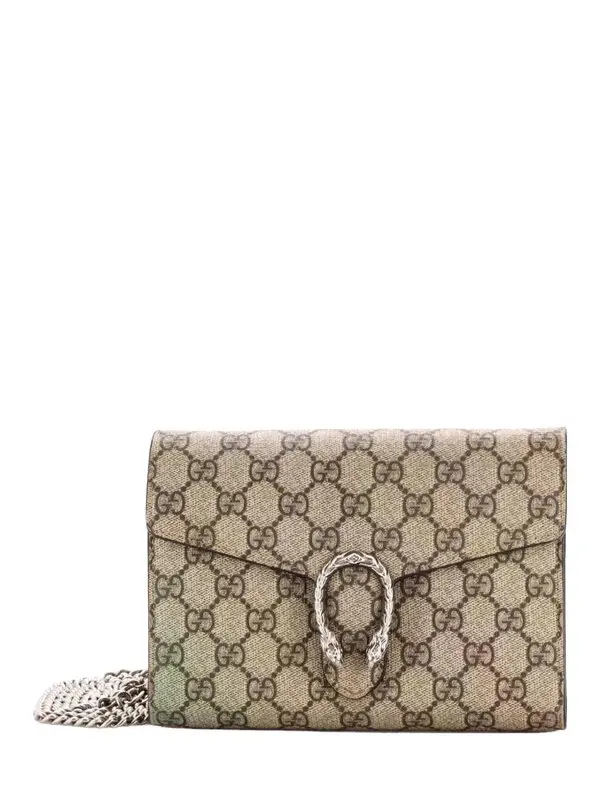 Gucci Dionysus Chain Wallet Gg Coated Canvas Small - Brown