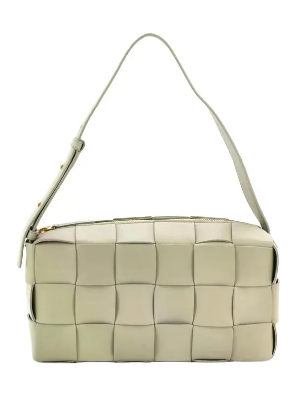 Bottega Veneta Maxi Intrecciato Leather Cassette Shoulder Bag - Green