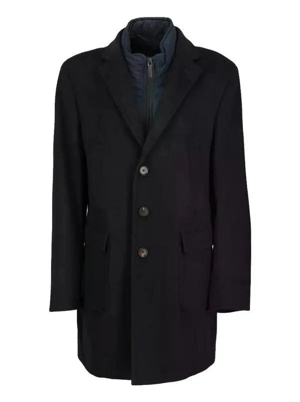 Vintage Notched-lapel Coat - Black