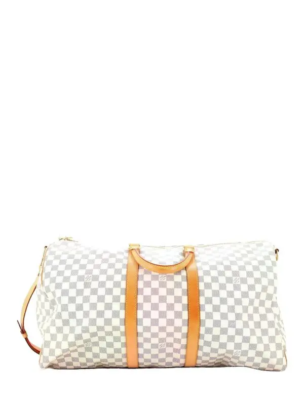 LOUIS VUITTON Keepall Bandouliere 55 Travel Bag - White