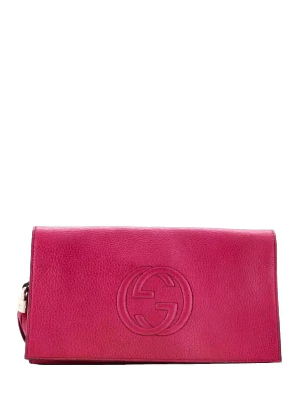 Gucci Soho Leather Clutch Bag - Pink