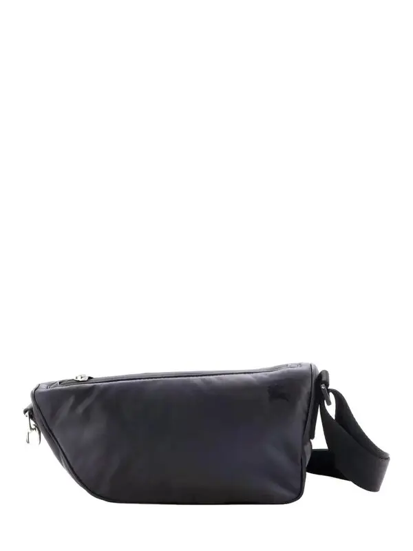 Burberry Shield Messenger Bag Leather Medium Crossbody Bag - Black
