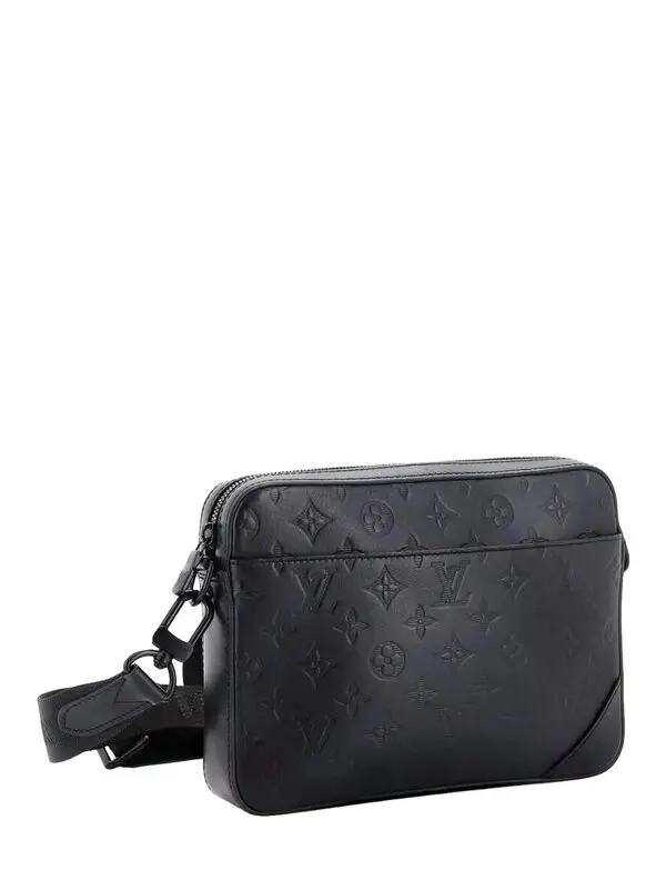LOUIS VUITTON Duo Messenger Bag Monogram Shadow Leather - Black