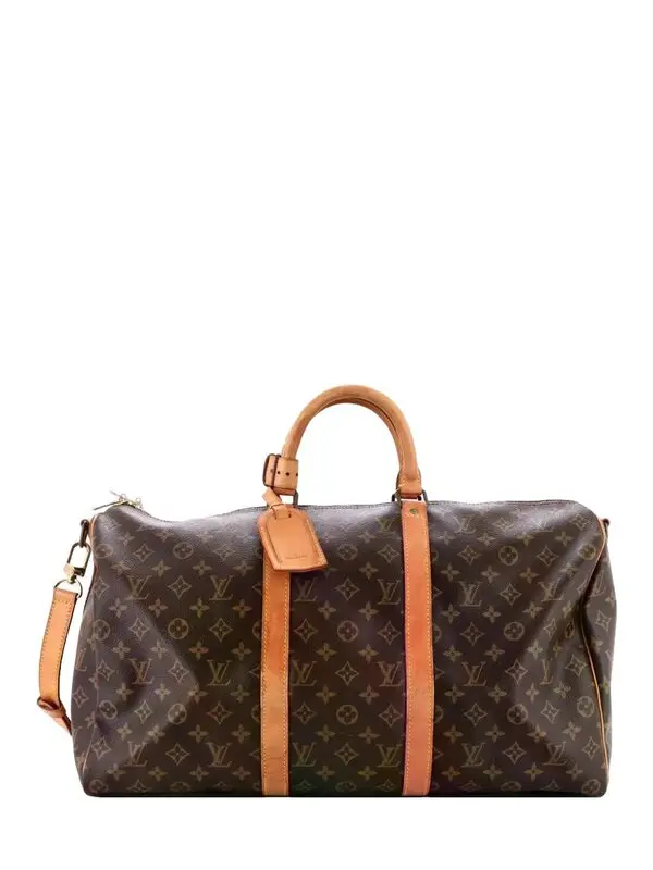 LOUIS VUITTON Keepall Bandouliere 50 Travel Bag Monogram Canvas - Brown