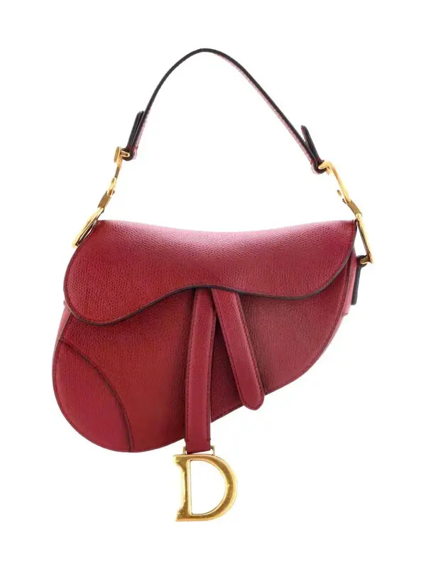 Dior Saddle Handbag Leather Mini Shoulder Bag - Red