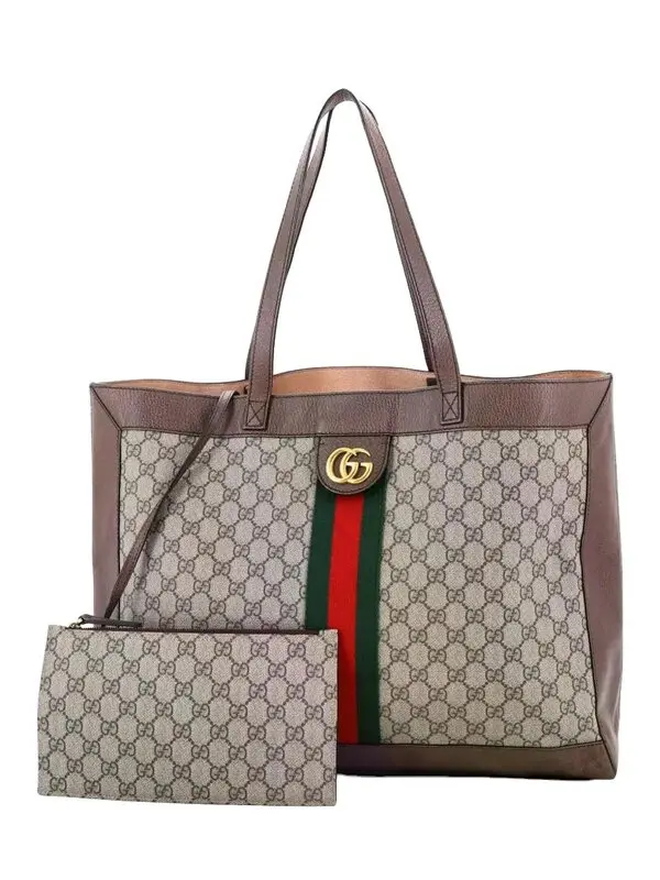 Gucci Ophidia Soft Open Gg Coated Canvas East West Tote Bag - Brown
