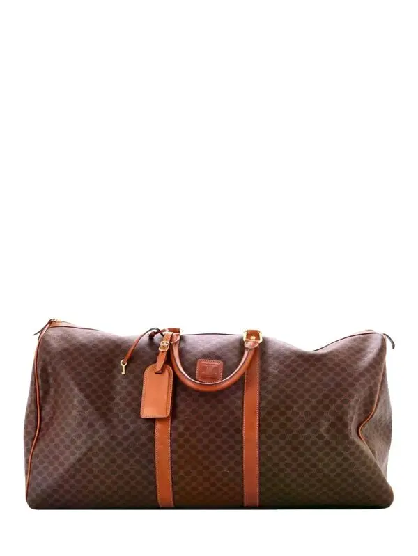 Celine Vintage Macadam Coated Canvas Large Travel Bag - Brown