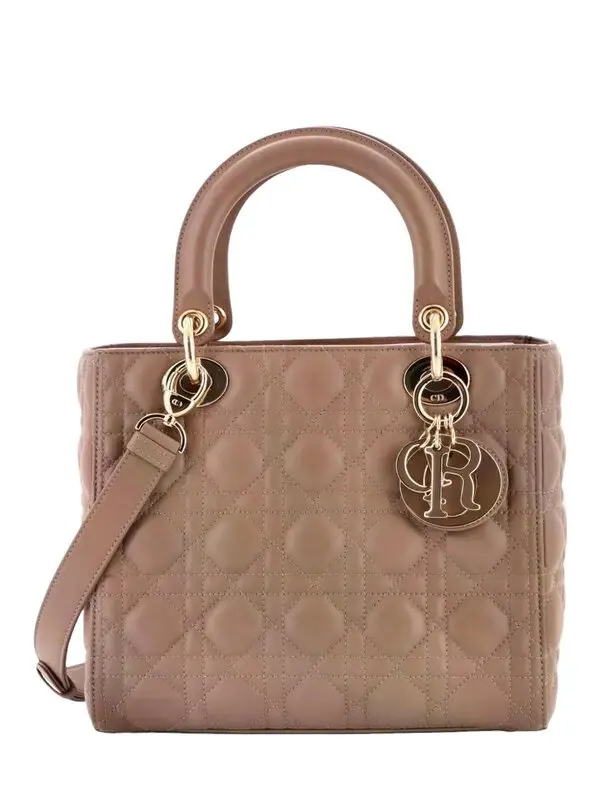Dior Lady Nm Medium Satchel Cannage Quilt Lambskin - Neutrals