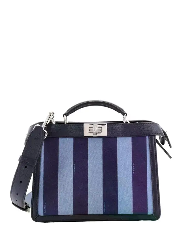 Fendi Peekaboo Iseeu Briefcase Pequin Canvas With Leather - Blue