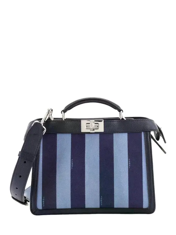 Fendi Peekaboo Iseeu Briefcase Pequin Canvas With Leather - Blue