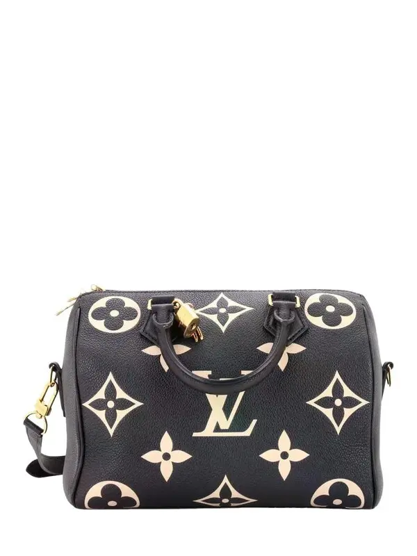 LOUIS VUITTON Speedy Bandouliere 25 Handbag Bicolor Monogram Empreinte Giant - Black
