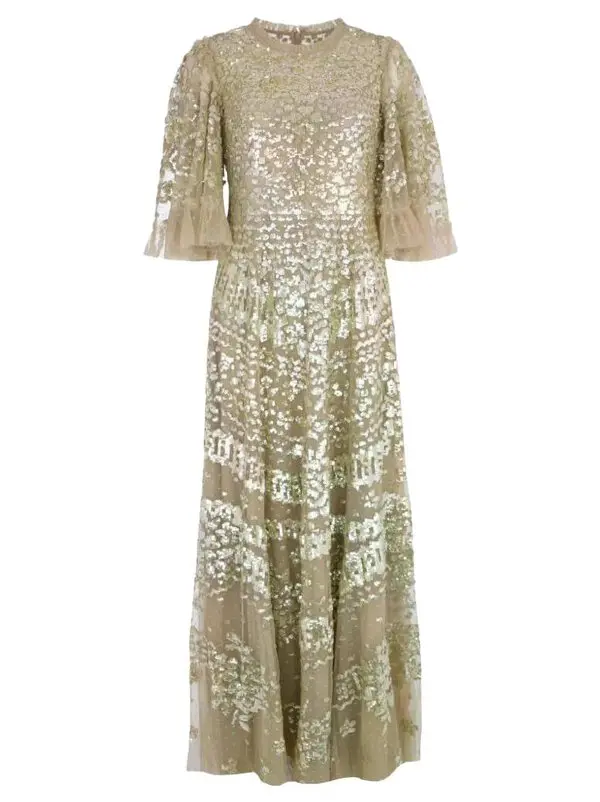 NEEDLE & THREAD Anais Sequin-embellished Gown - Neutrals