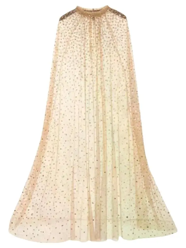 NEEDLE & THREAD Sequin-embellished Open-front Cape - Neutrals