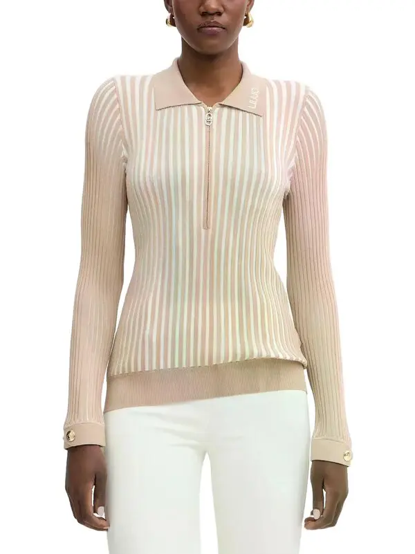 Liu Jo Striped Polo Top - Neutrals