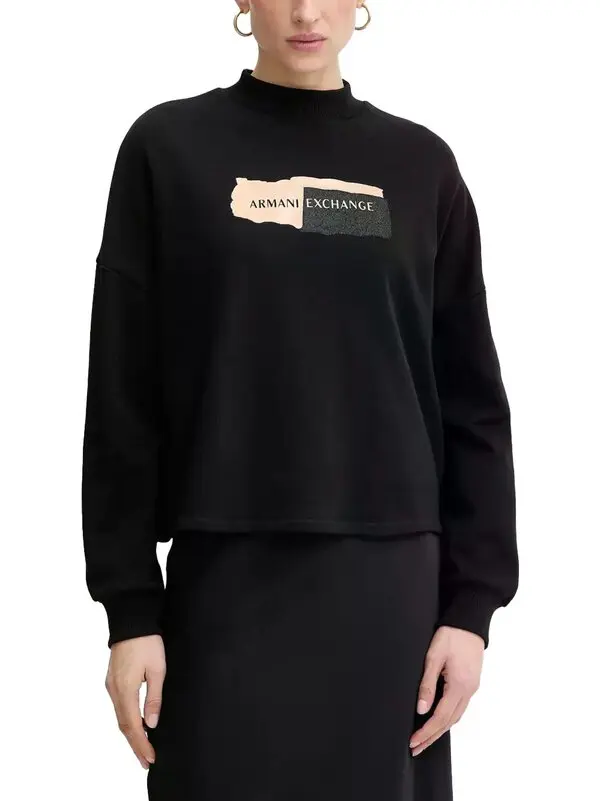 Armani Exchange Graphic Print Mock-neck Sweatshirt - Black