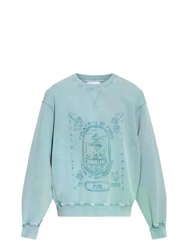 Maison Kitsuné Graphic Print Crewneck Sweatshirt - Blue