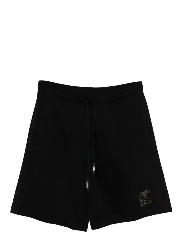 Just Cavalli Embroidered Track Shorts - Black
