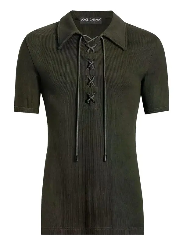 Dolce & Gabbana Lace-up Polo Shirt - Green