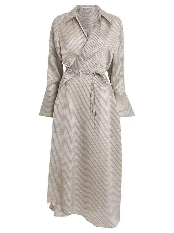 Palmer//harding Stripe Drift Midi Shirt Dress - Grey