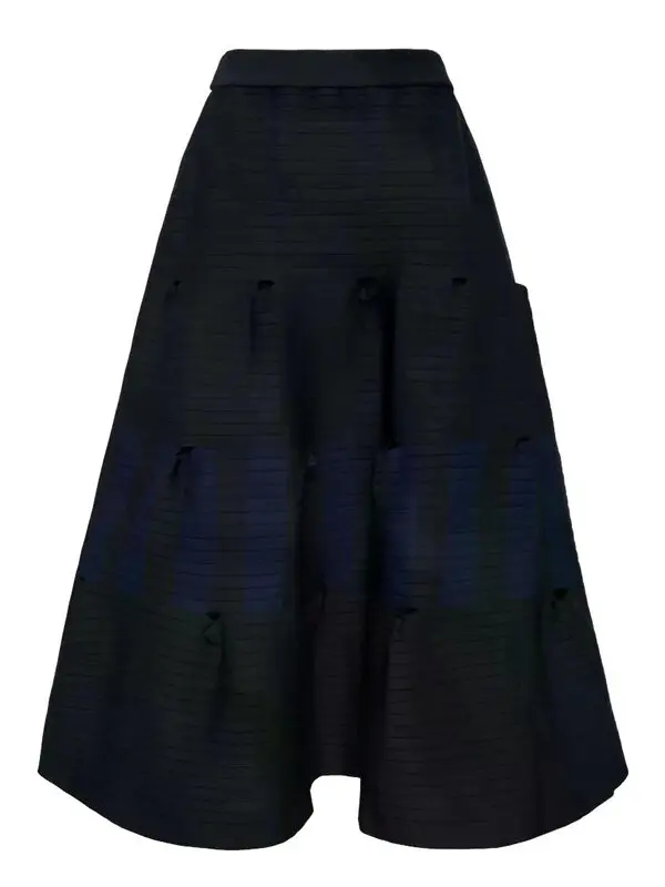 CFCL Cut-out Striped Maxi Skirt - Black
