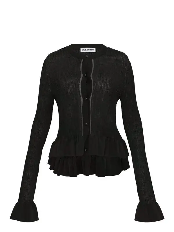 JIL SANDER Frill Cardigan - Black