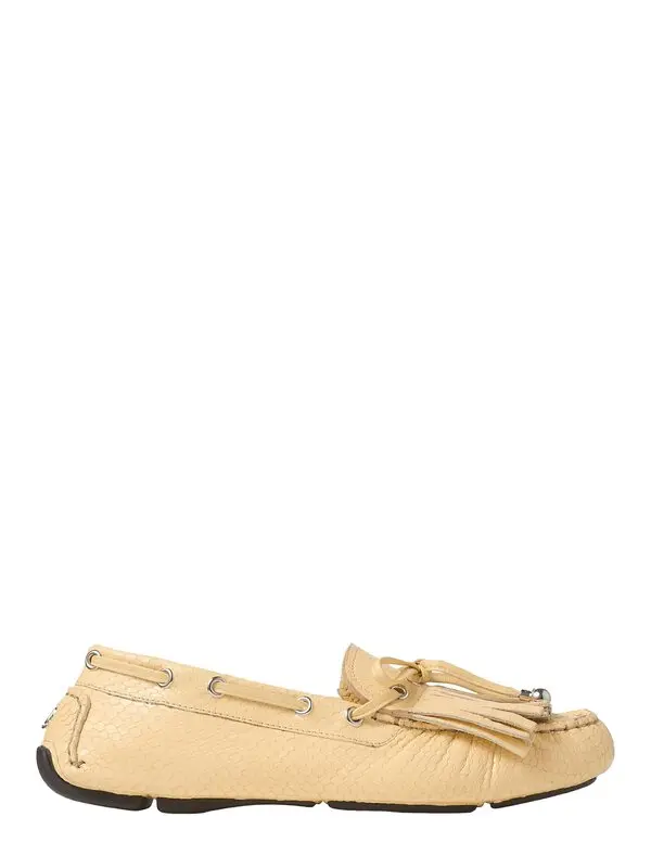 JIMMY CHOO Manon Flat Leather Loafers - Yellow