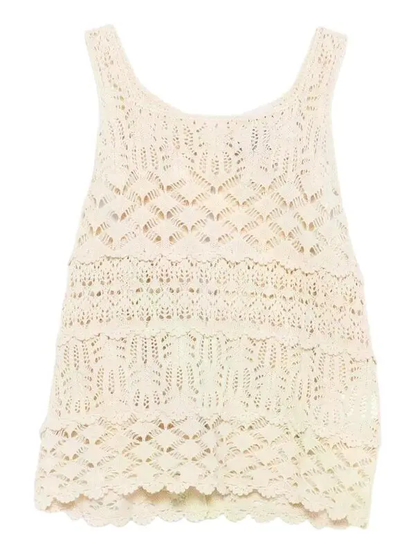 SEMICOUTURE Openwork Sleeveless Top - Neutrals