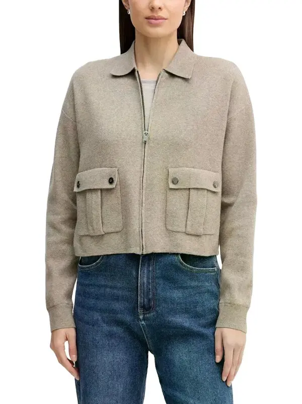 Dkny Knitted Zip-up Cardigan - Neutrals