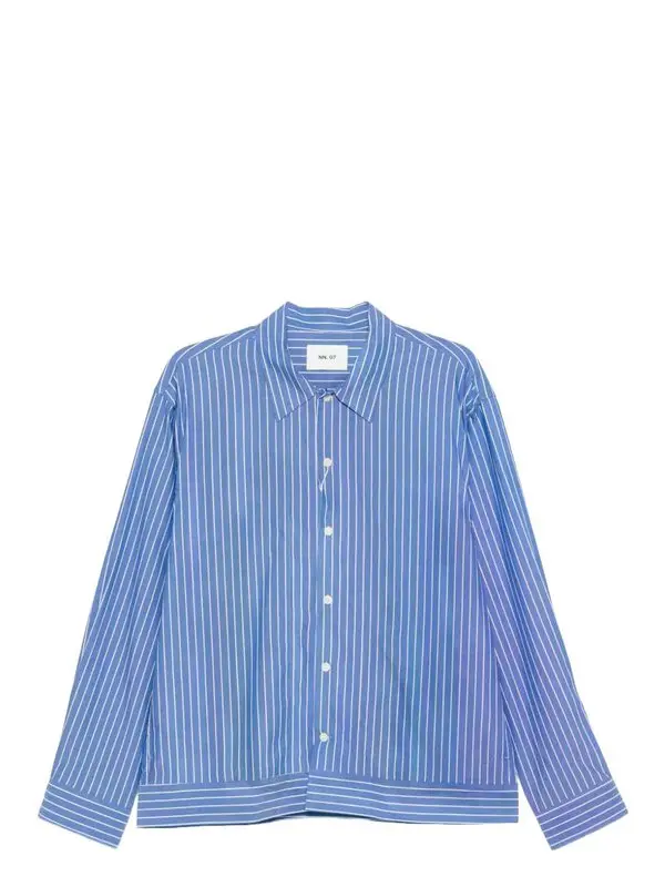 Nn07 Reed Striped Button Shirt - Blue