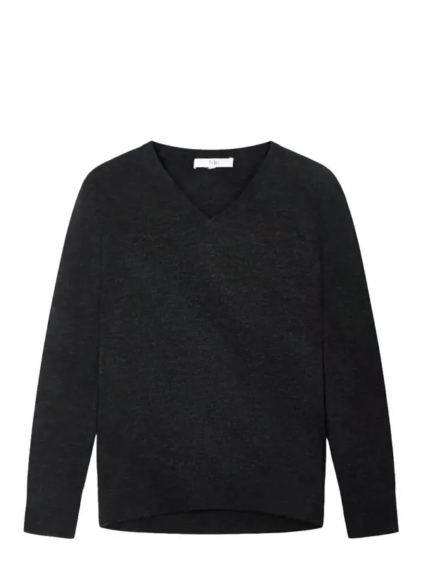 Tibi V-neck Long Sleeve Sweater - Grey