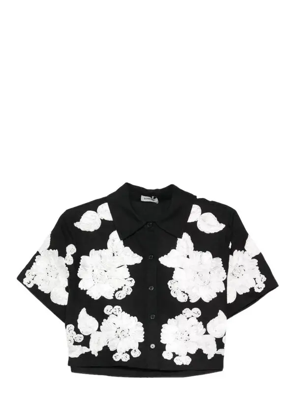Simkhai Floral-appliqué Shirt - Black