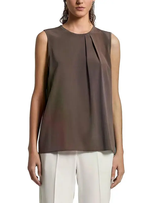 Peserico Pleated Sleeveless Top - Brown