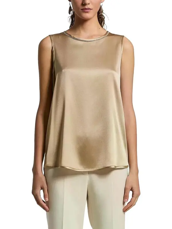 Peserico Embellished-collar Sleeveless Top - Neutrals