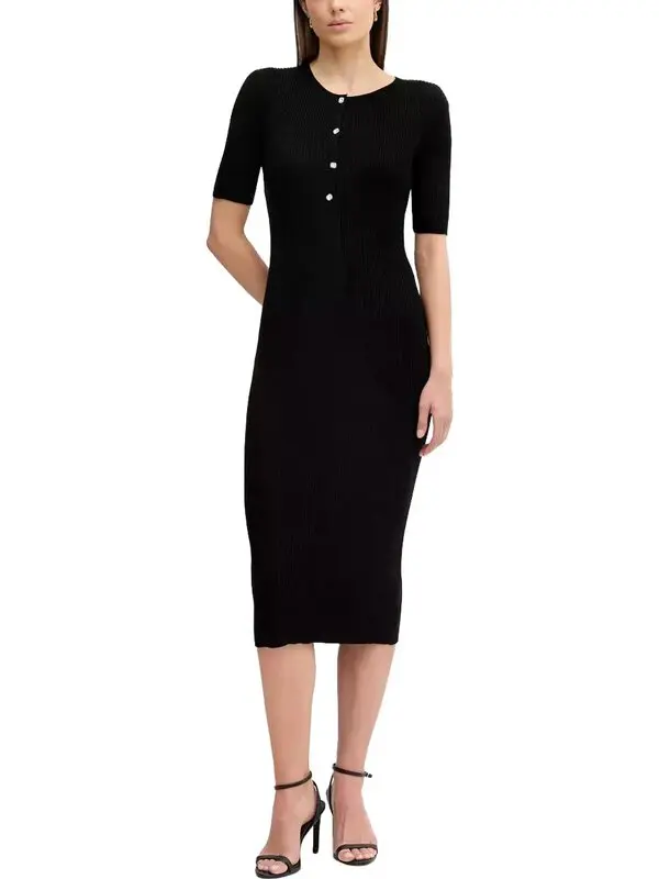 Dkny Button Rib Dress - Black