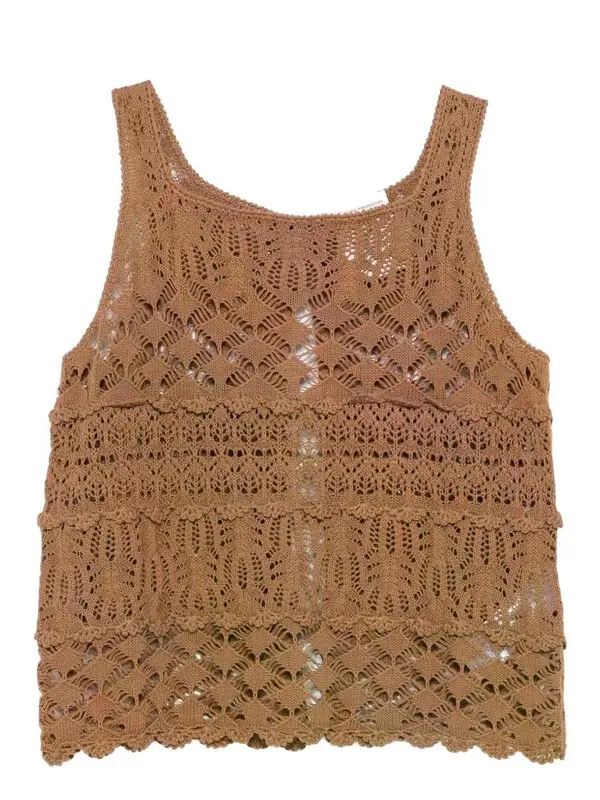 SEMICOUTURE Openwork Knit Top - Brown