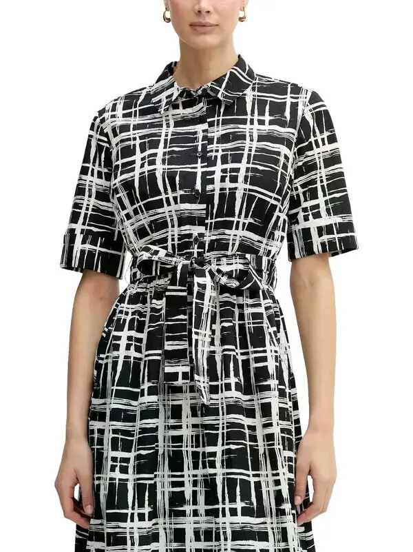 Dkny Checked Belted Shirt Dress - Black