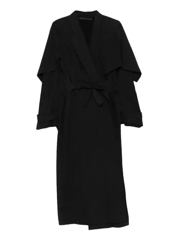 YEHUAFAN Belted Coat - Black