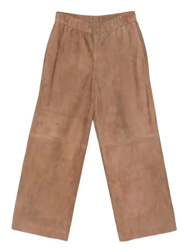 MANZONI 24 Elasticated Leather Trousers - Brown