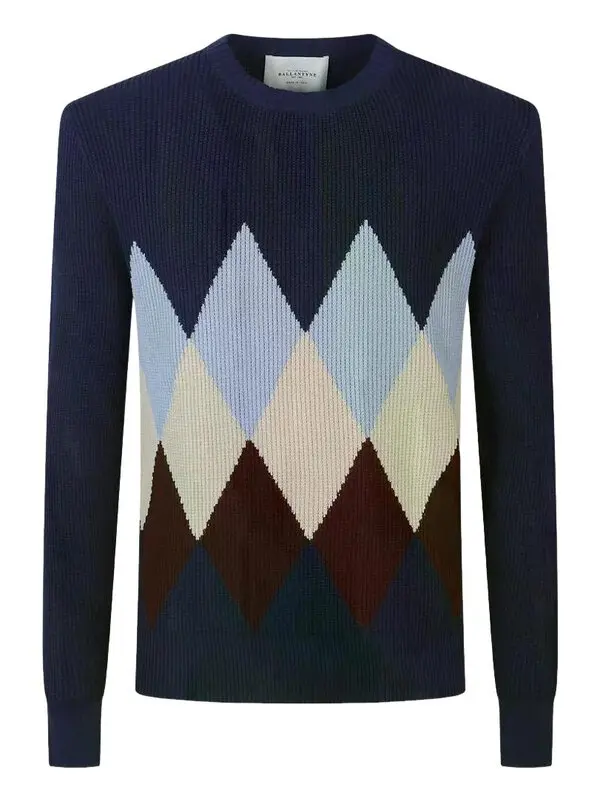 BALLANTYNE Argyle Crew-neck Sweater - Blue