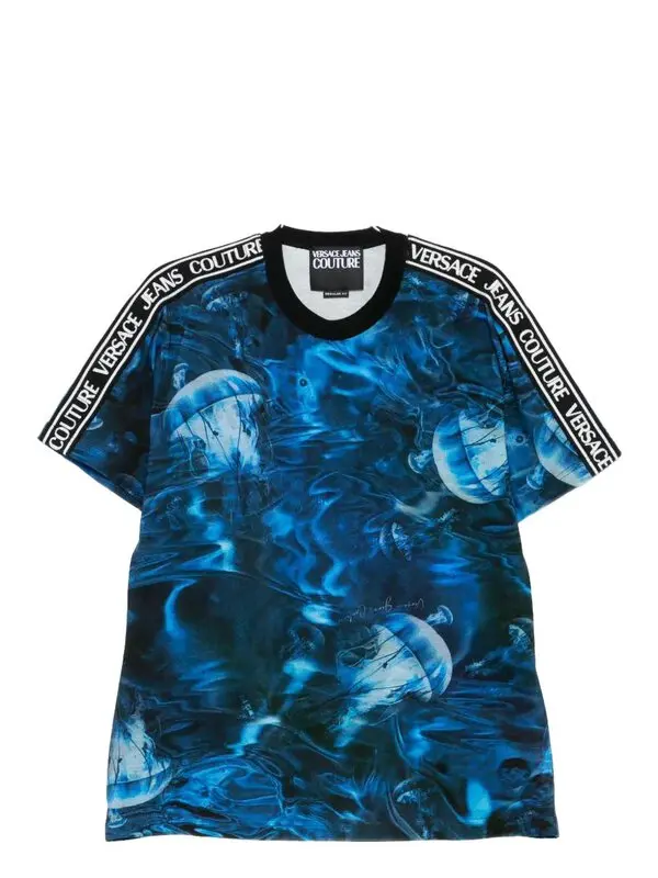 Versace Logo-tape Graphic T-shirt - Blue