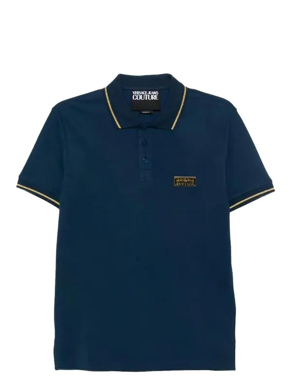 Versace Trim Plaque Polo Shirt - Blue