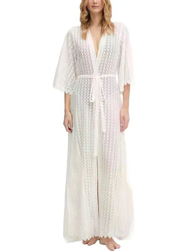 Melissa Odabash Tali Lace Belted Kaftan - White