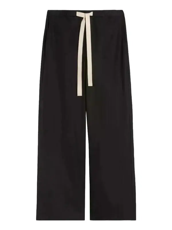 Max Mara Cotton Drawstring Trousers - Black