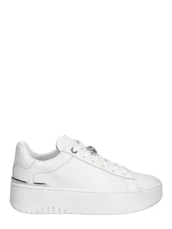 Michael Kors Dottie Reptile-effect Platform Sneakers - White
