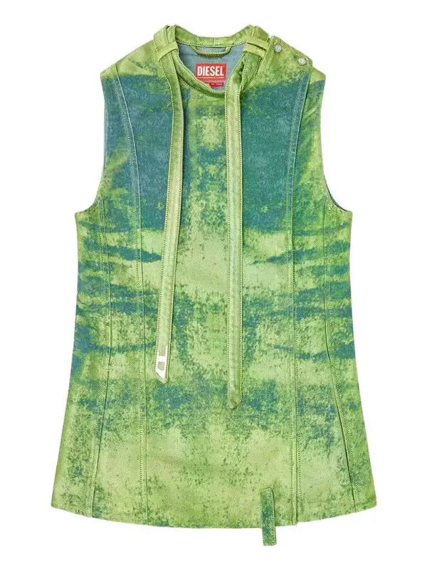 DIESEL® Sleeveless Vest With Biker-inspired Straps - Green
