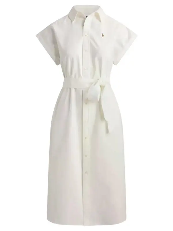 Polo Ralph Lauren Belted Shirt Midi Dress - White