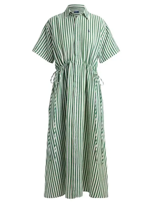 Polo Ralph Lauren Striped Drawstring Maxi Dress - Green