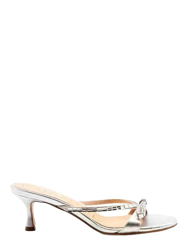 CHANTAL Jewel-appliqué Leather Sandals - Silver